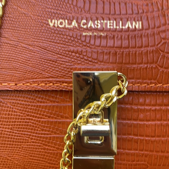 castellani viola | Bags | Viola Castellani Orange Leather Chain Bag ...